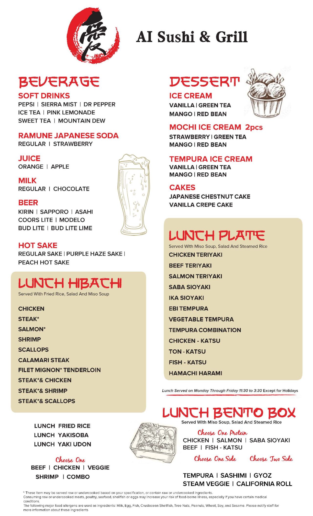 Main Menu - Ai Sushi & Grill